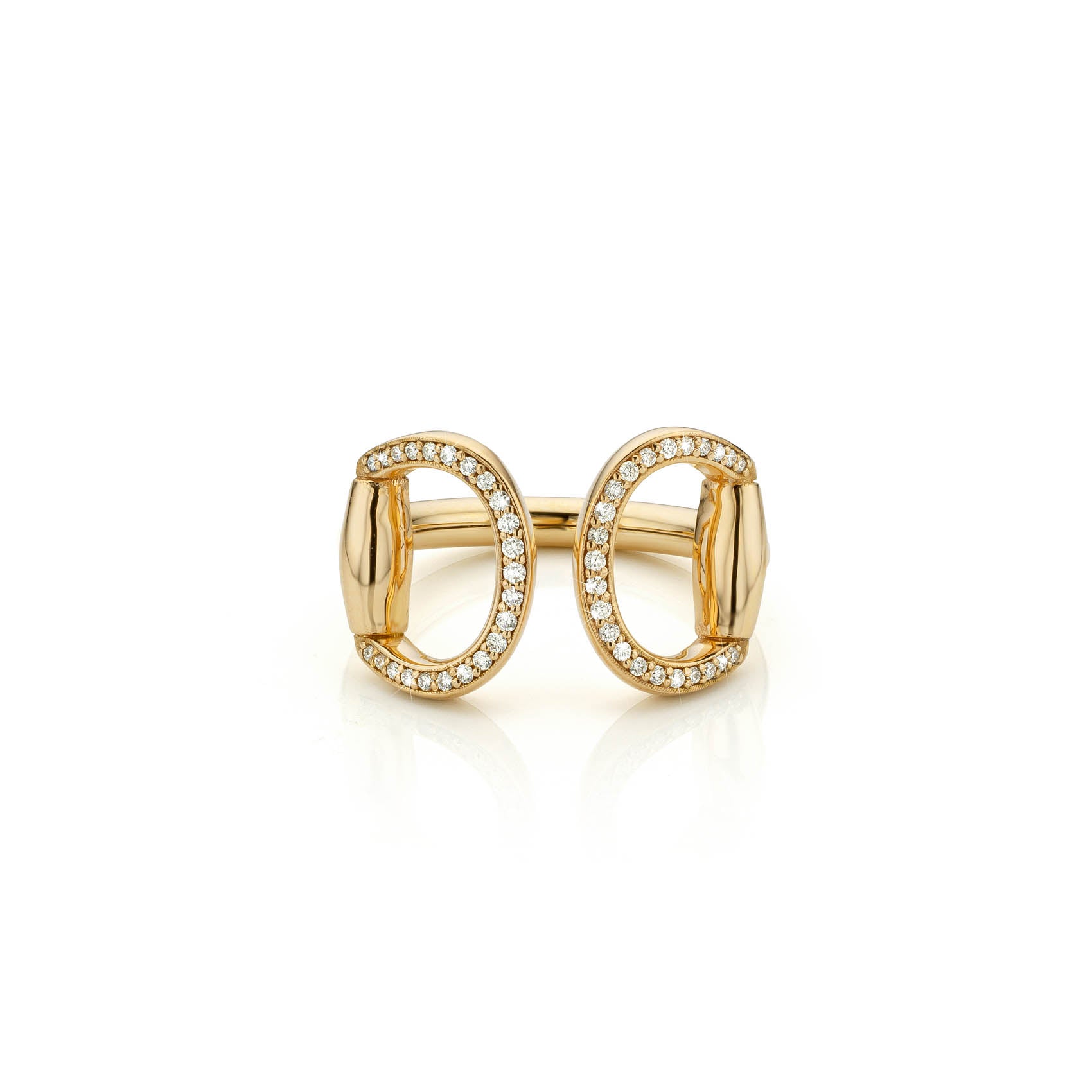 Connection Ring in Yellow Gold with White Diamonds – BV TOTI EQUESTRIAN